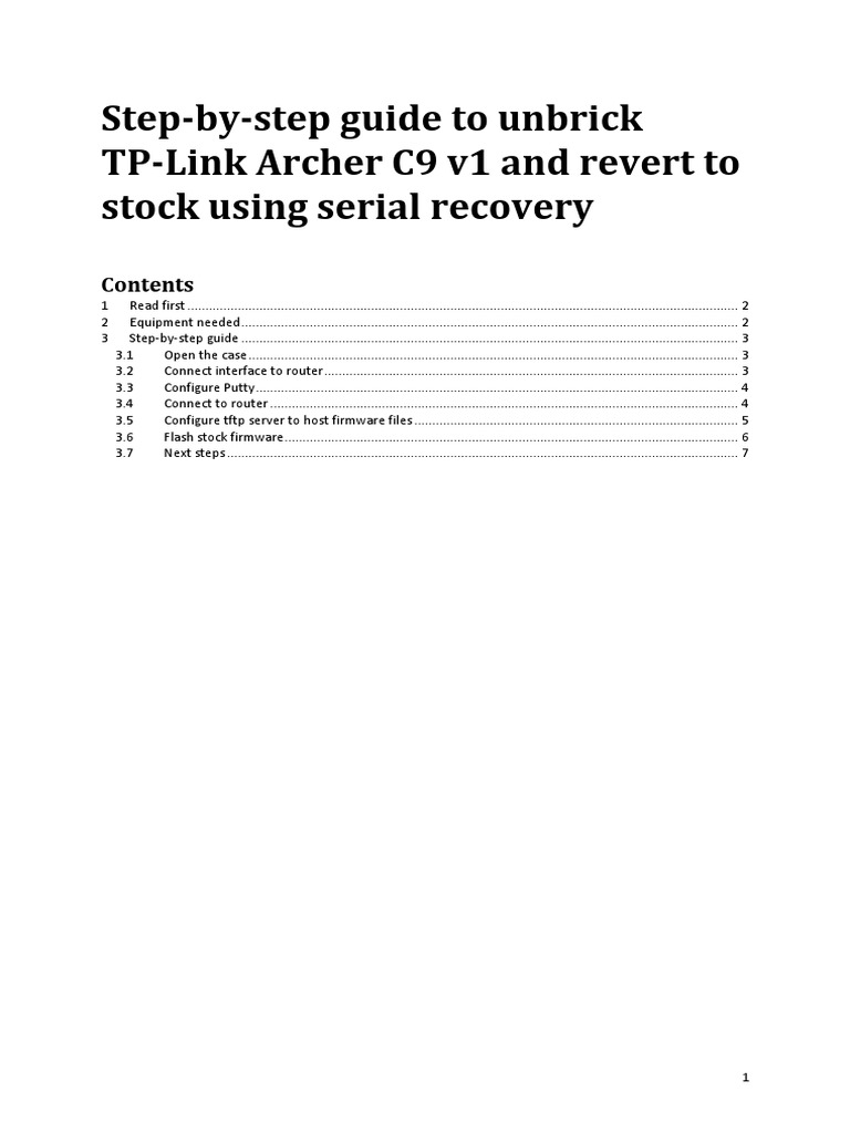 TP-Link Archer C9 v1 - Unbrick and Back To Stock Step-By-Step Guide ... TP-Link Archer C9 v1 - Unbrick and Back To Stock Step-By-Step Guide ...