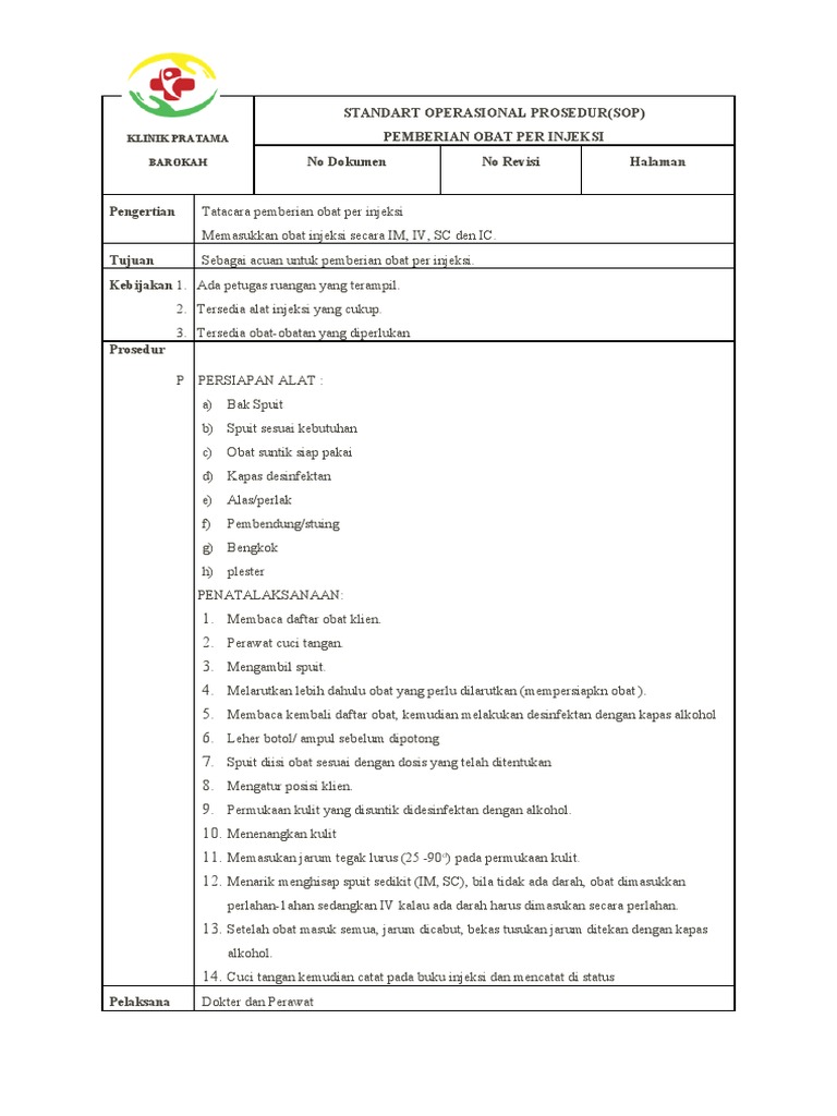 Sop Pemberian Injeksi | PDF