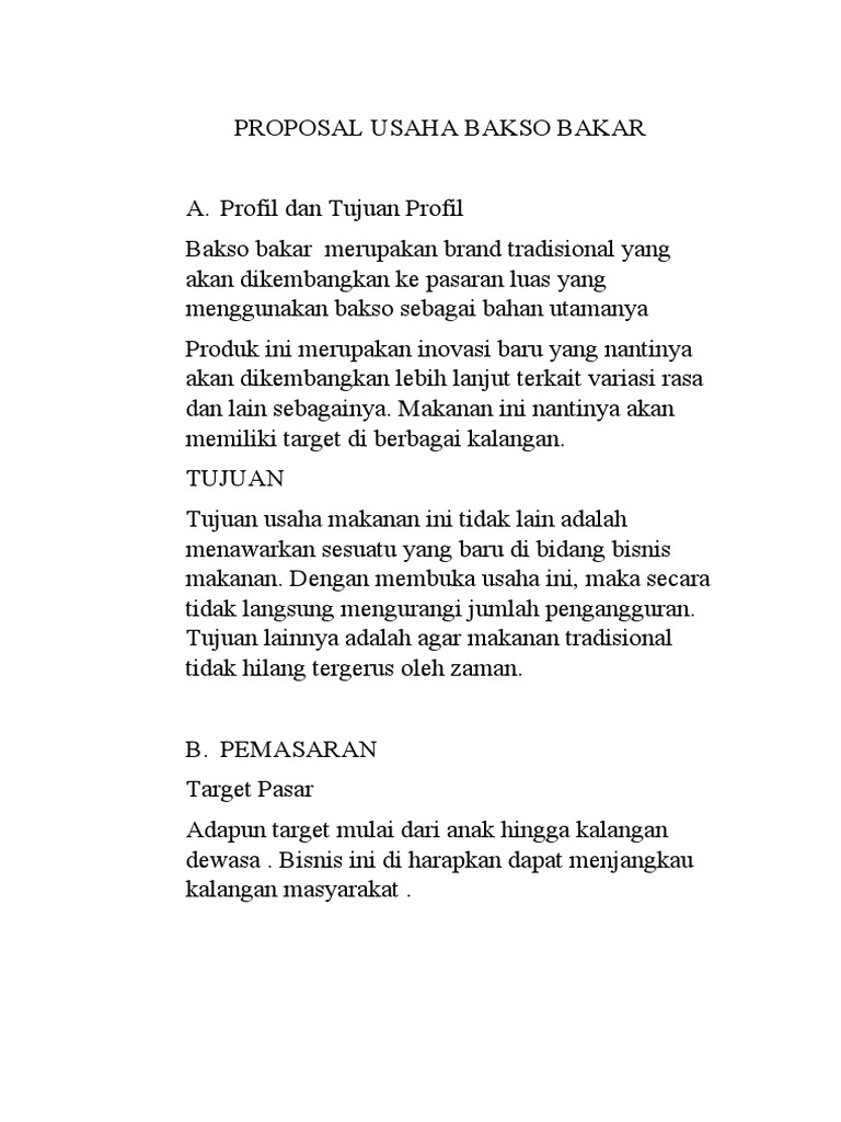 Proposal Usaha Bakso Bakar | PDF | Bisnis | Hukum