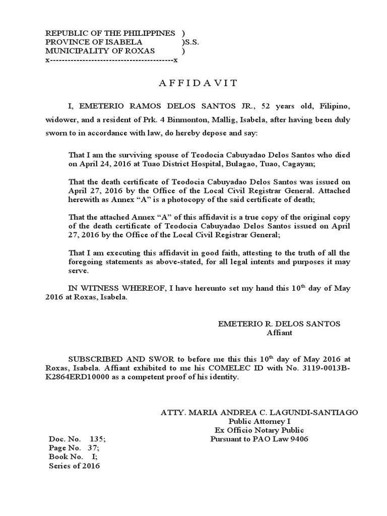 Certified True Copy of Death Certificate | PDF
