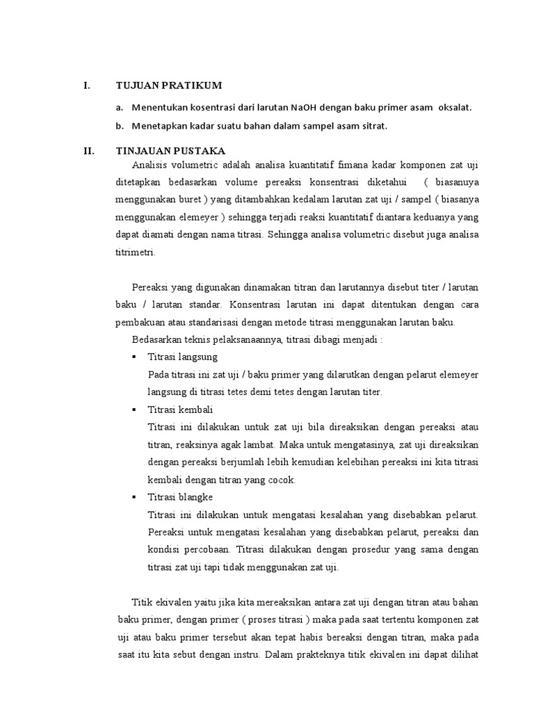Kimia Analisis Dasar - NETRALISASI (ALKALIMETRI) | PDF | Sains & Matematika