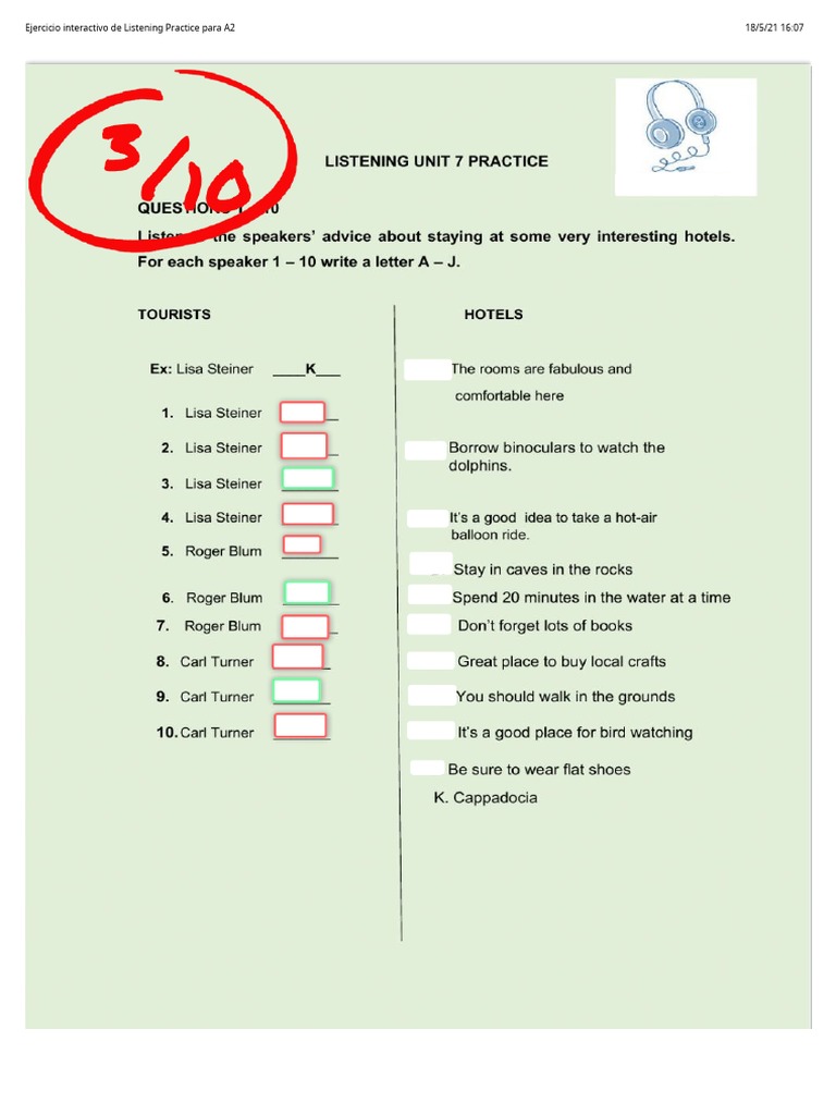 Ejercicio Interactivo de Listening Practice para A2.en - Es | PDF | Arte