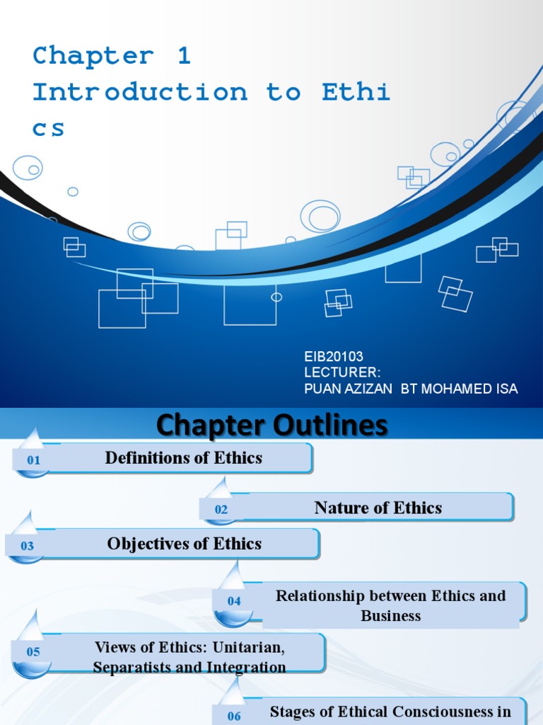 Chapter 1 - Introduction To Ethics | PDF | Business Ethics | Value (Ethics)