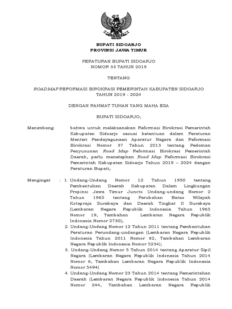 PERBUP 33 TH 2019 TTG Roadmap | PDF