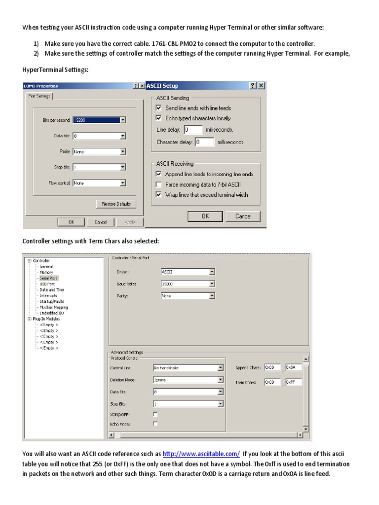 Micro800ASCII Instruction Tips | PDF | Ascii | Parameter (Computer ...