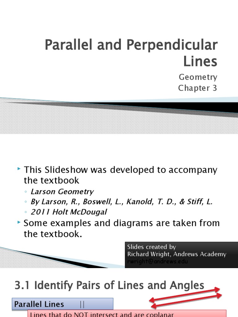 Geometry: Parallel and Perpendicular Lines | PDF | Elementary Geometry ...