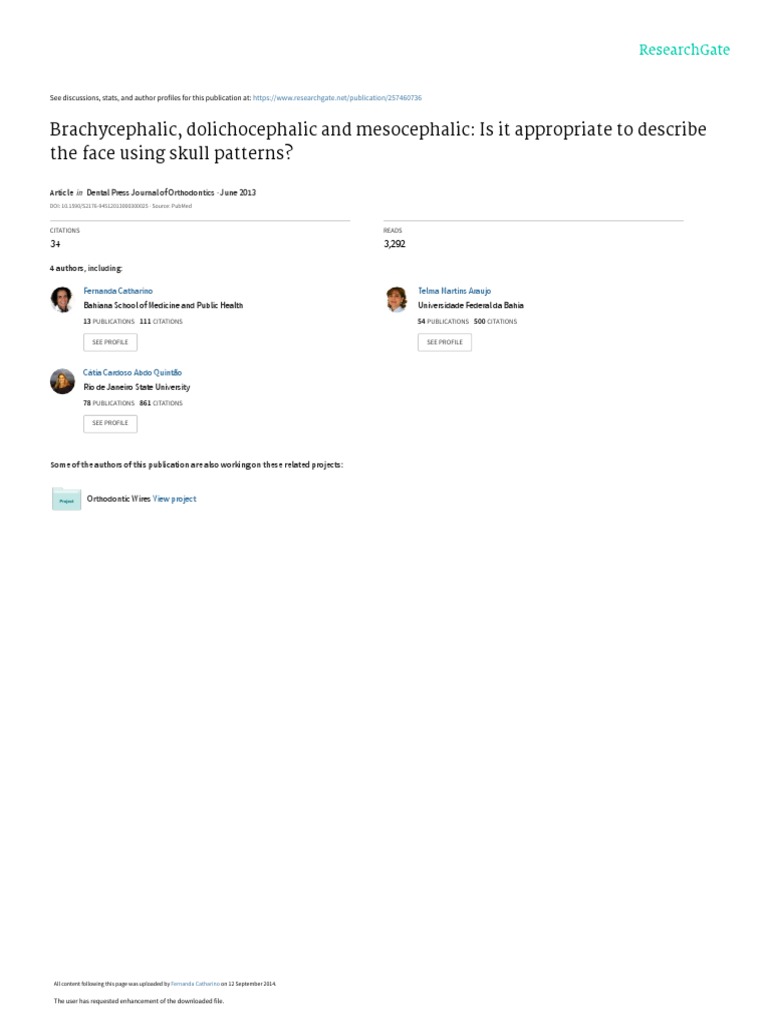 Brachycephalic Dolichocephalic and Mesocephalic Is | PDF | Anatomical ...