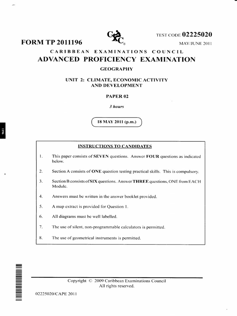 Cape Geo Unit 2 Paper 2 2011 | PDF