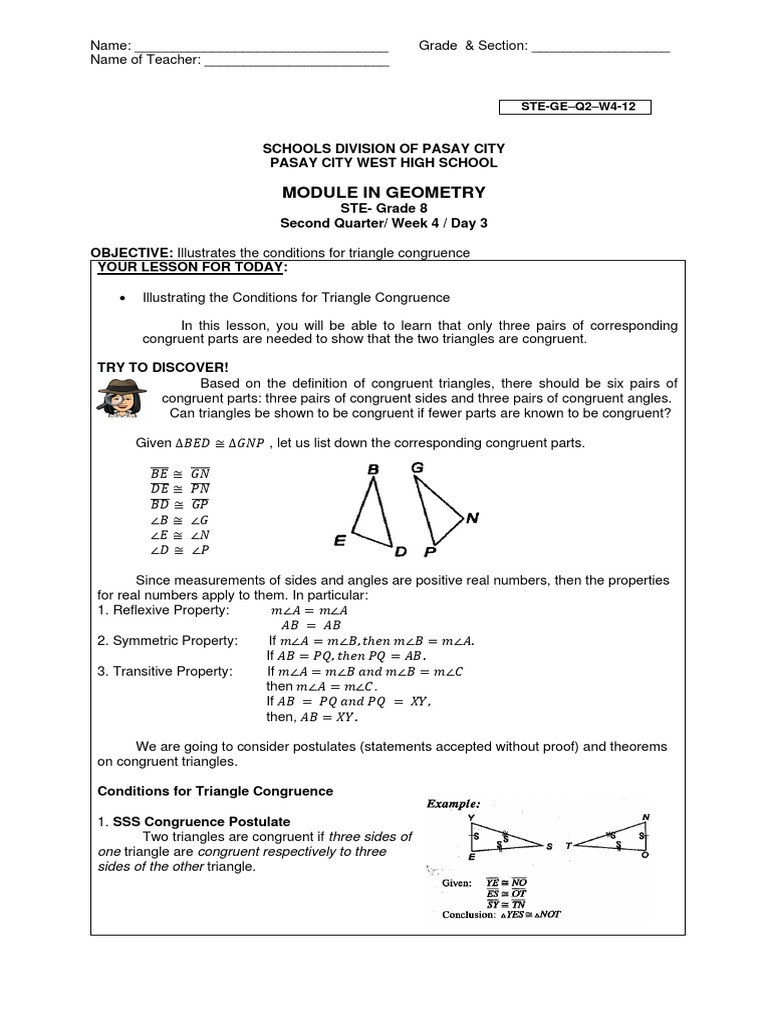 Module 1 2nd Quarter d12 | PDF | Space | Geometry