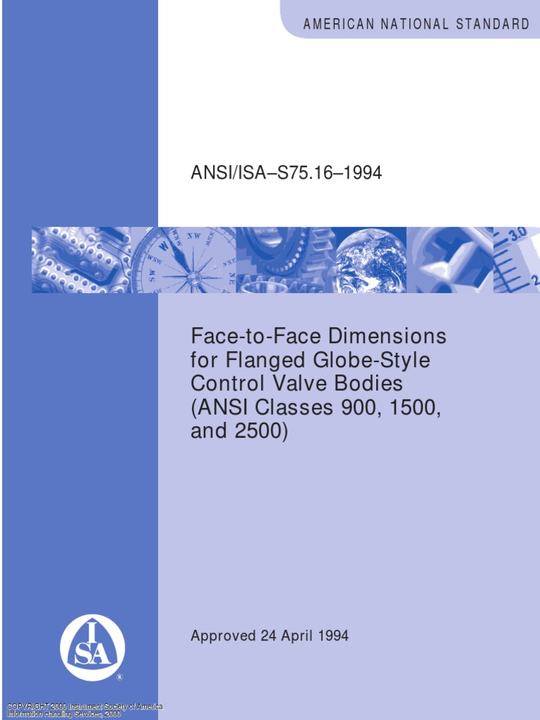 ANSI-ISA S75.16 (1994) Face To Face Dimensions For Flanged Globe Style ...