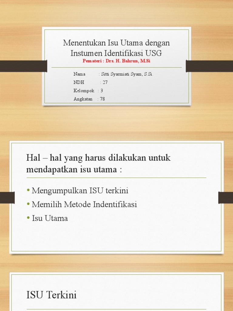 Menentukan Isu Utama Dengan Metode Analisis USG | PDF