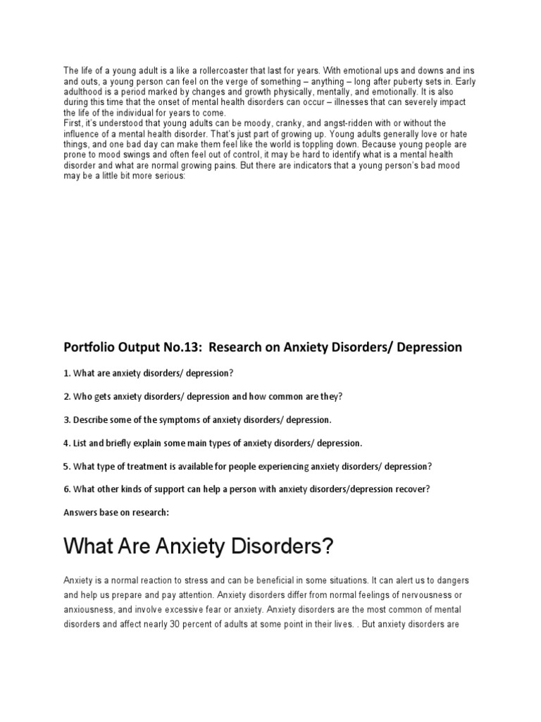 What Are Anxiety Disorders?: Portfolio Output No.13: Research On ...