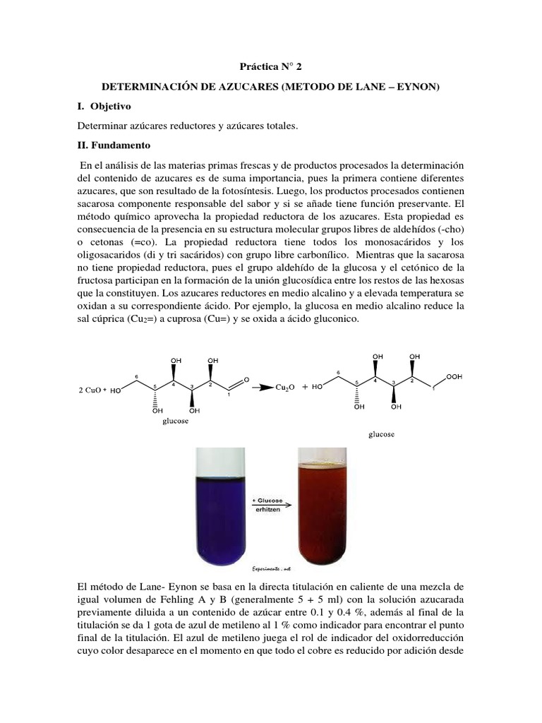 Práctica N 2.DETERMINACIÓN DE AZUCARES (METODO DE LANE - EYNON) | PDF ...