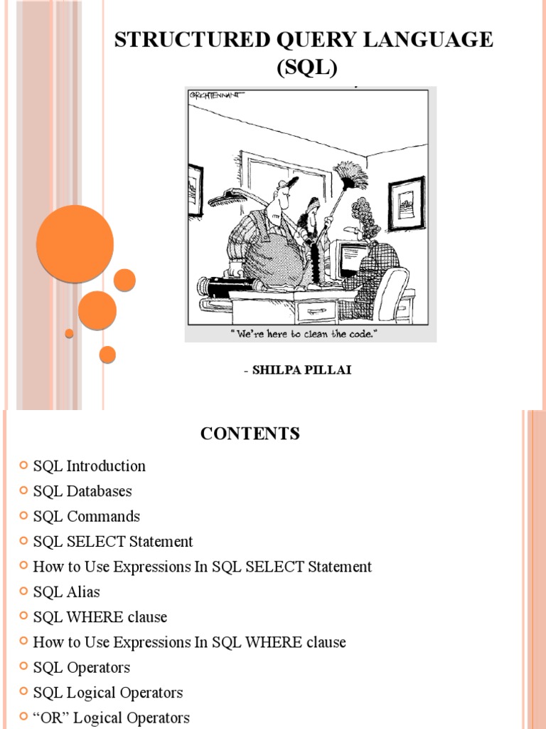 Structured Query Language (SQL) : - Shilpa Pillai | PDF | Database ...