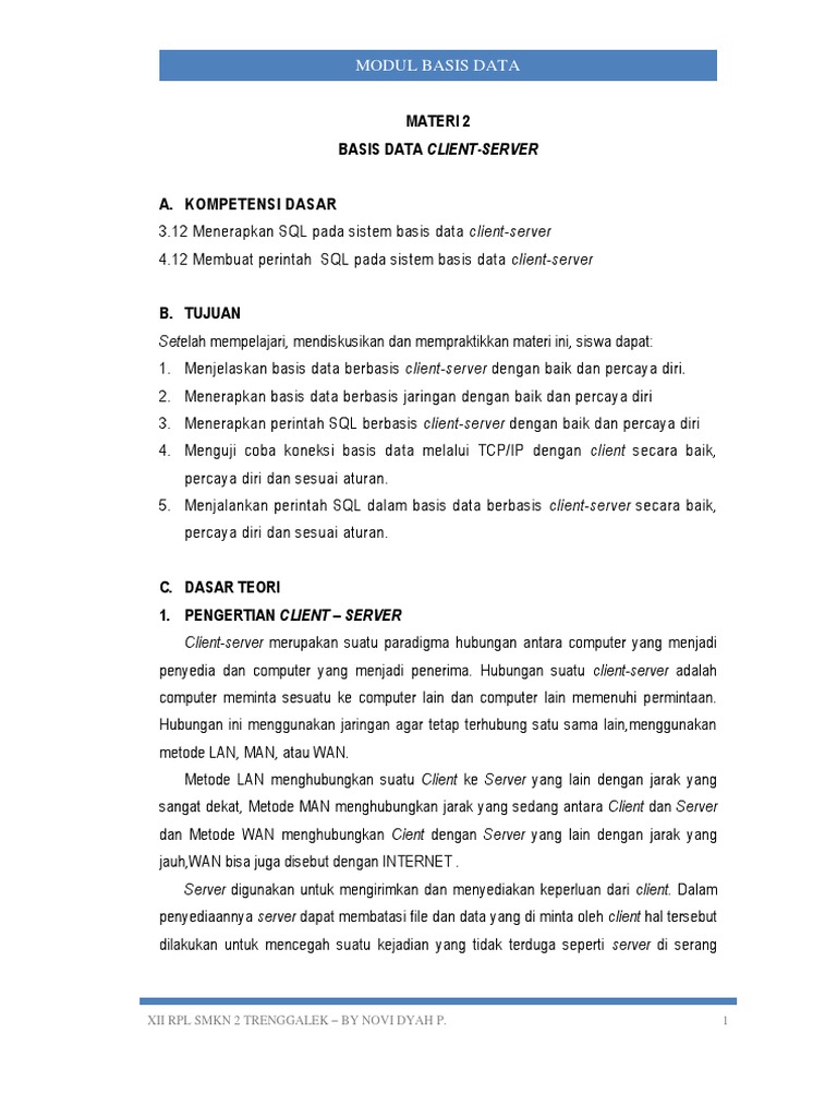 BASDAT 2 Basis Data Client-Server | PDF