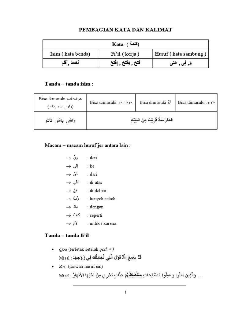 Pembagian Kata dalam Bahasa Arab | PDF | Seni & Disiplin Bahasa