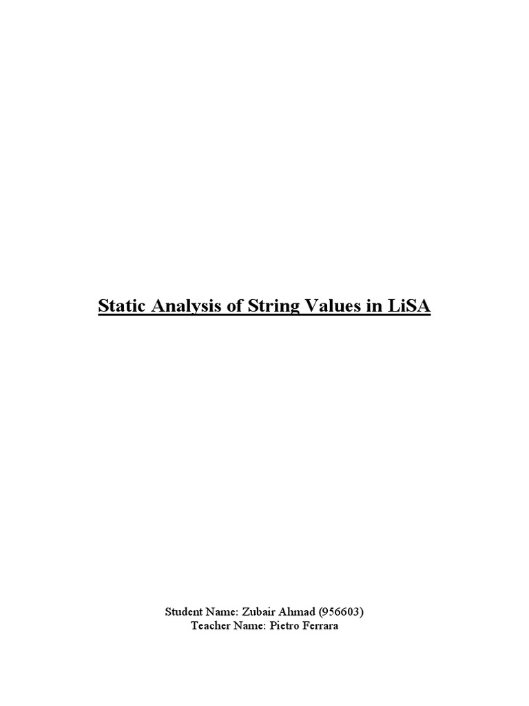 Static Analysis of String Values in LiSA | PDF | String (Computer ...
