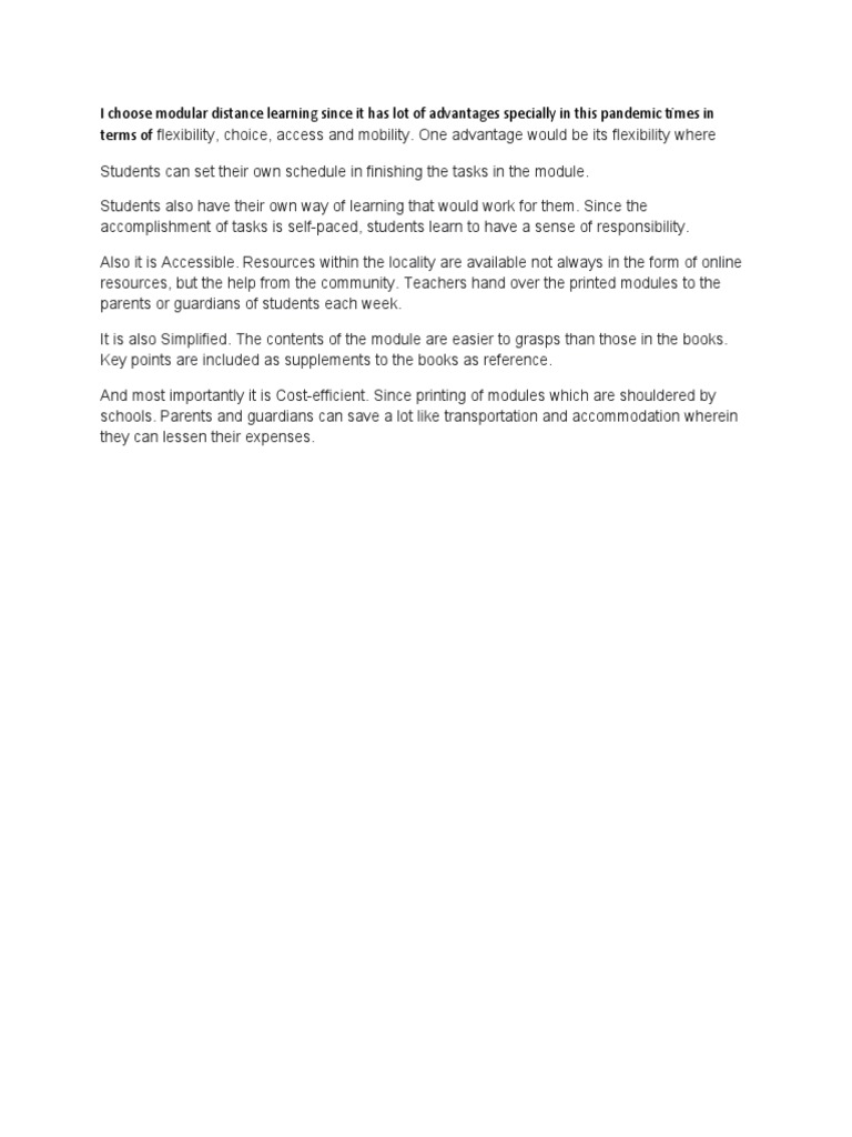 Modular Distance Learning | PDF