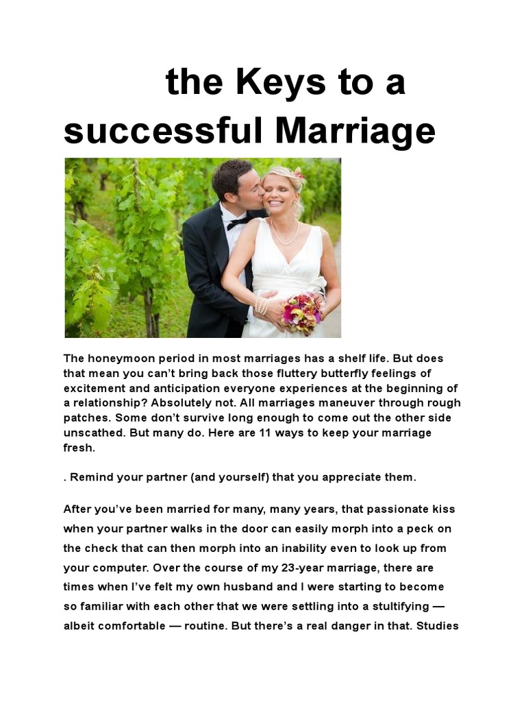 The Keys To A Successful Marriage | PDF