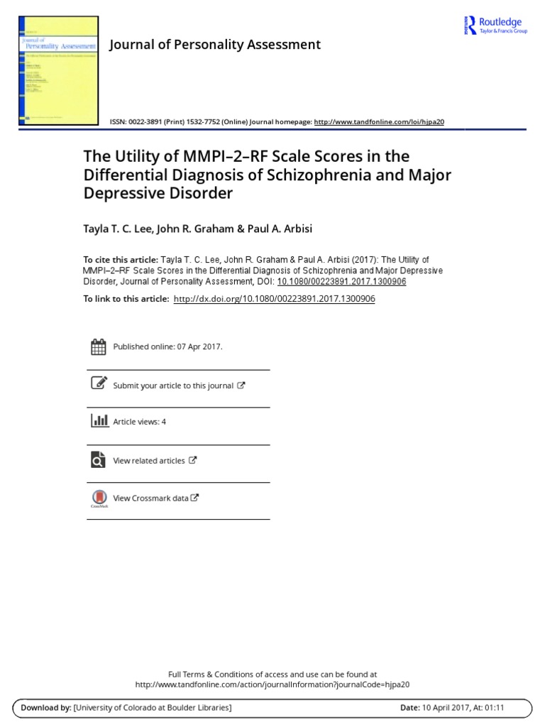 The Utility of MMPI-2-RF Scale Scores in The Differential Diagnosis of ...