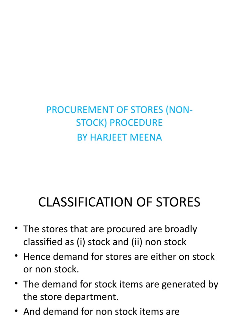 Procurement of Stores (Non-Stock) Procedure by Harjeet Meena | PDF ...