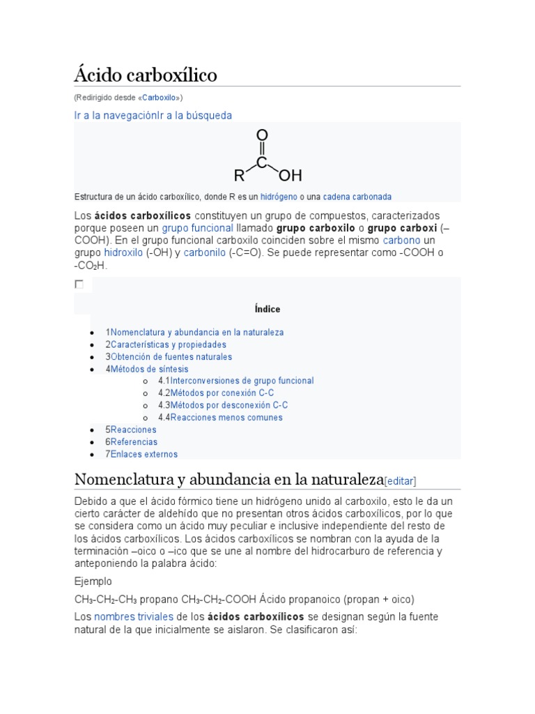 Estructura y propiedades de ácidos carboxílicos | PDF | Ácido ...