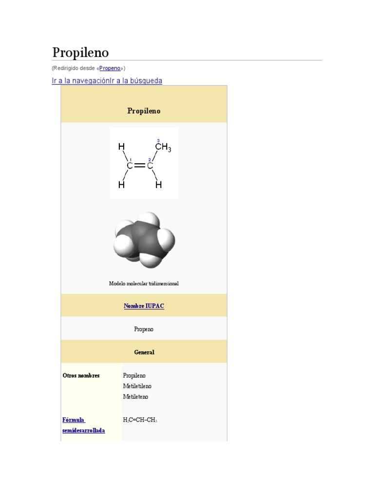 Propileno | PDF | Química Orgánica | Química