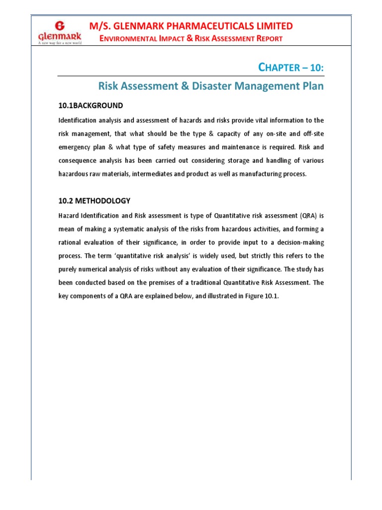 Risk Assessment & Disaster Management Plan: M/S. Glenmark ...
