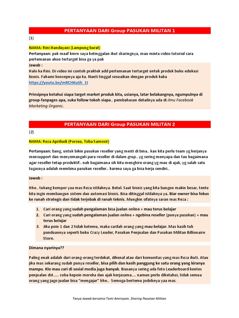 Tanya Jawab Materi 2 - Tomi | PDF