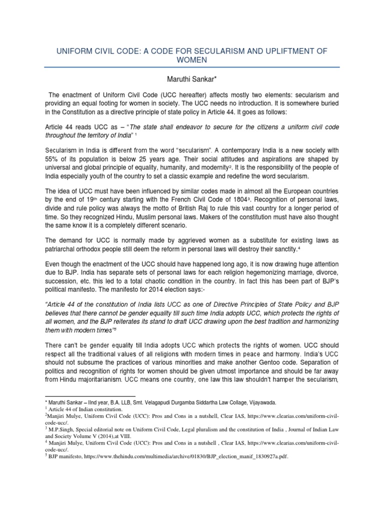 Uniform Civil Code | PDF | Government | Social Institutions