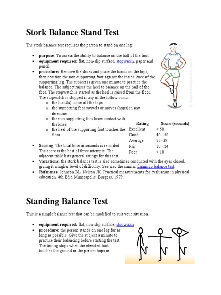 Stork Balance Stand Test: Stopwatch | PDF | Sports | Nature