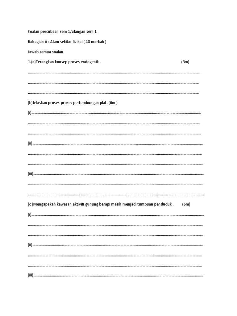 Trial Paper Geo S1 2021 SDJ | PDF