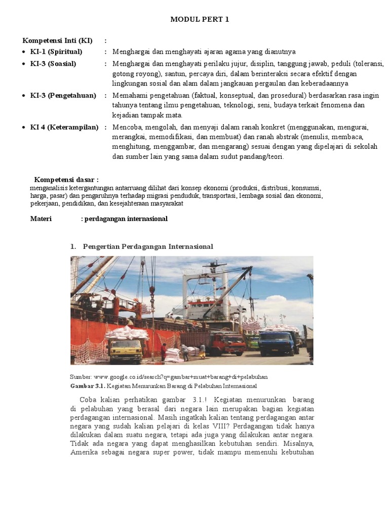 MODUL PERT 1 Perdagangan Internasional | PDF | Politik