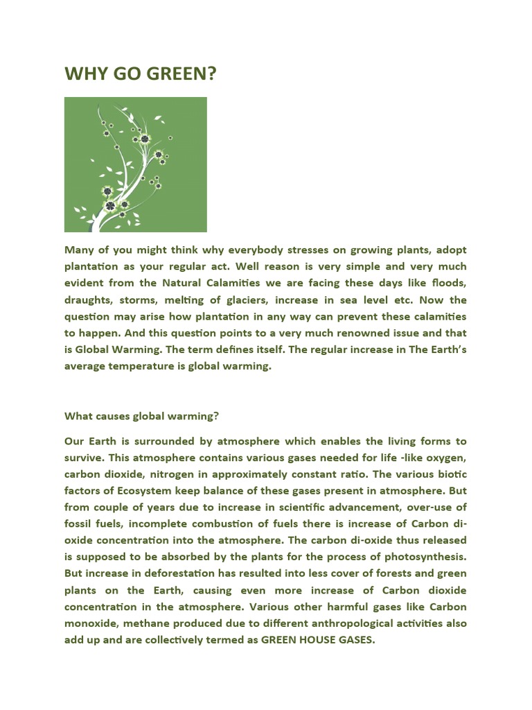 Why Go Green | PDF | Climate Change | Greenhouse Gas