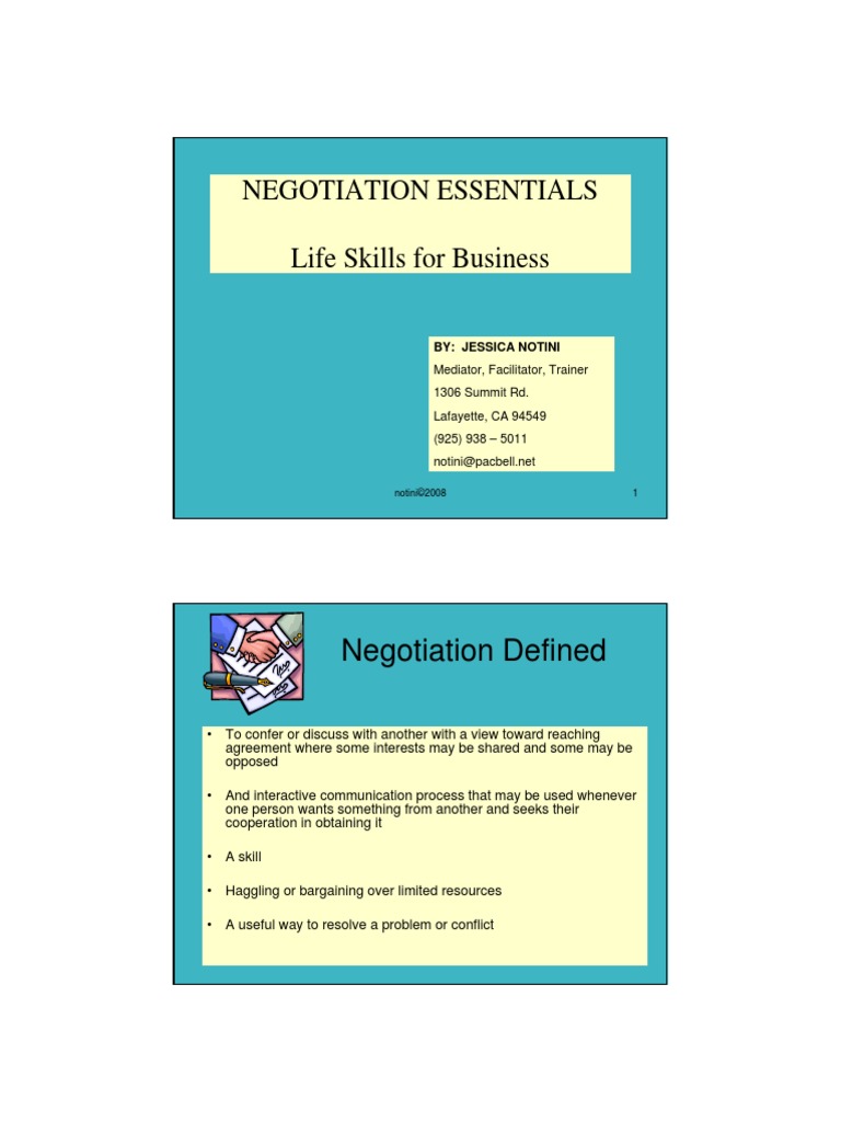 2009 Negotiation Skills | PDF | Bargaining | Negotiation