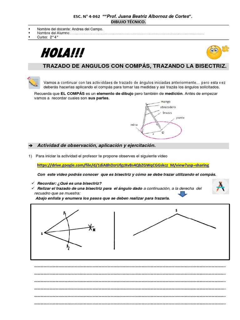 4 Esc. 4062. DT. Trazado Ángulos Con COMPÁS. BISECTRIZ. | PDF ...