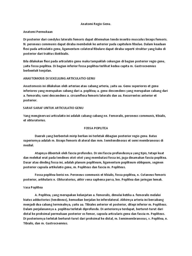 Anatomi Regio Genu dan Fossa Poplitea | PDF | Sains & Matematika ...