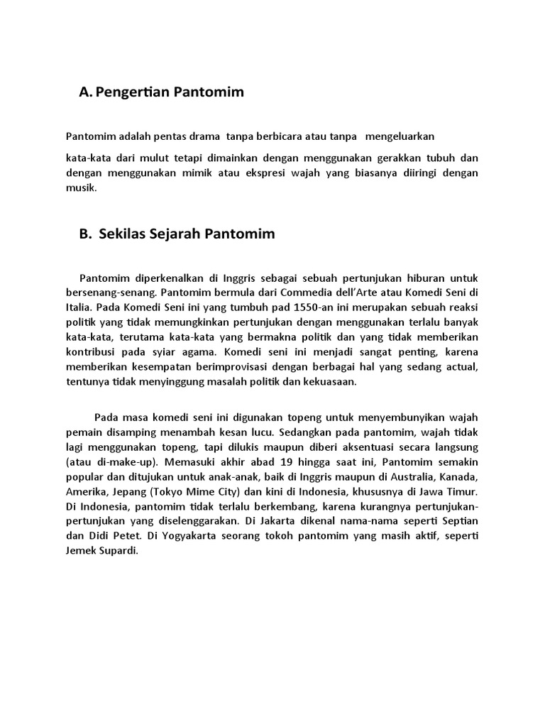 Pengertian Pantomim | PDF | Seni