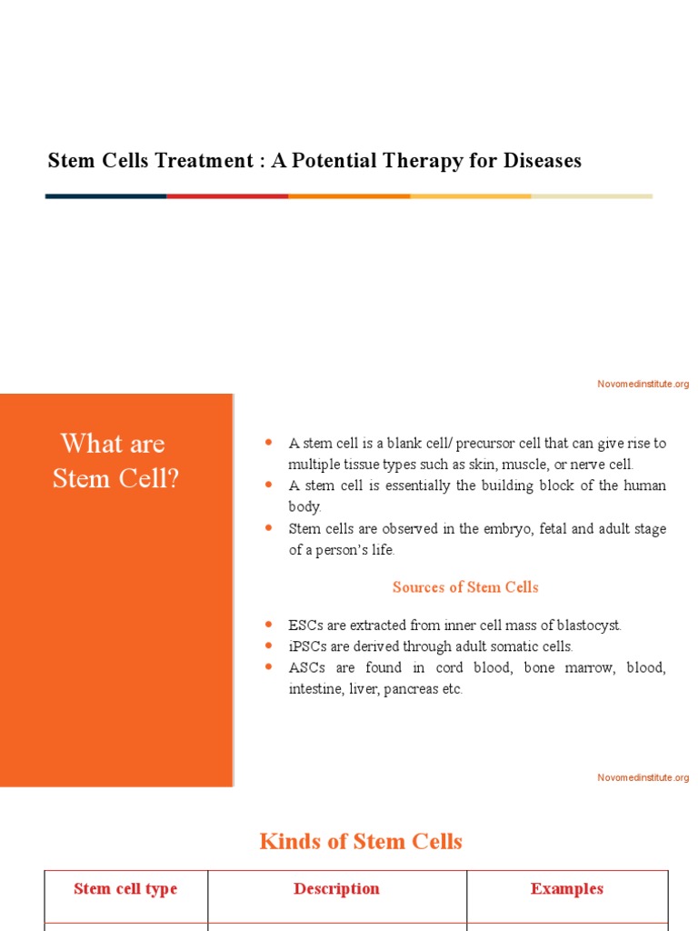 Stem Cells Treatment Potential Therapy Diseases | PDF | Stem Cell ...