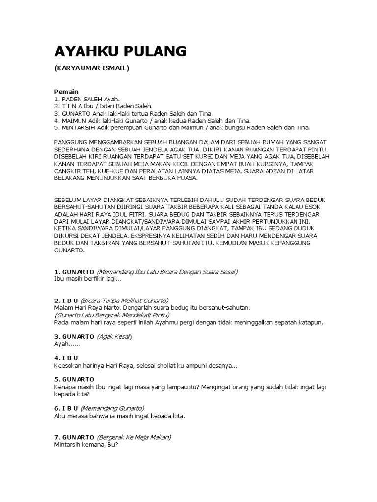 Naskah Drama Ayahku Pulang | PDF