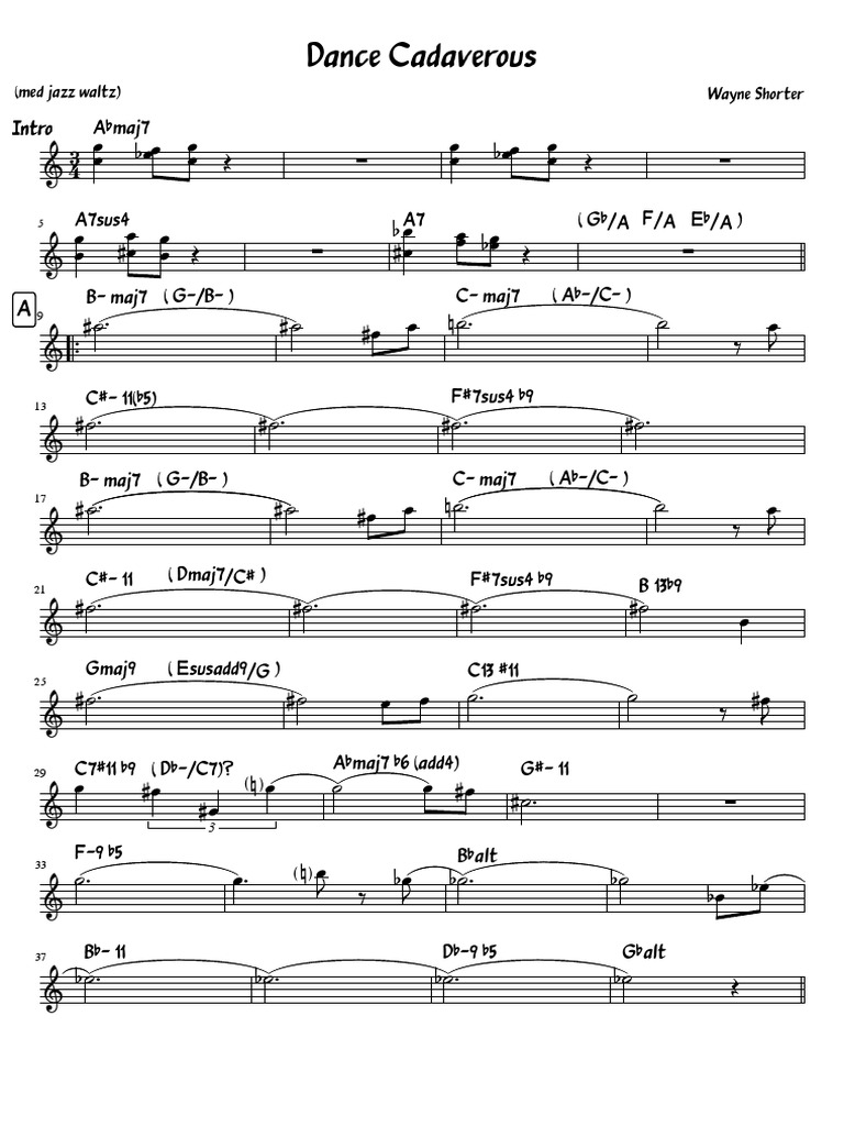 Dance Cadaverous: Wayne Shorter (Med Jazz Waltz) | PDF | Elements Of Music