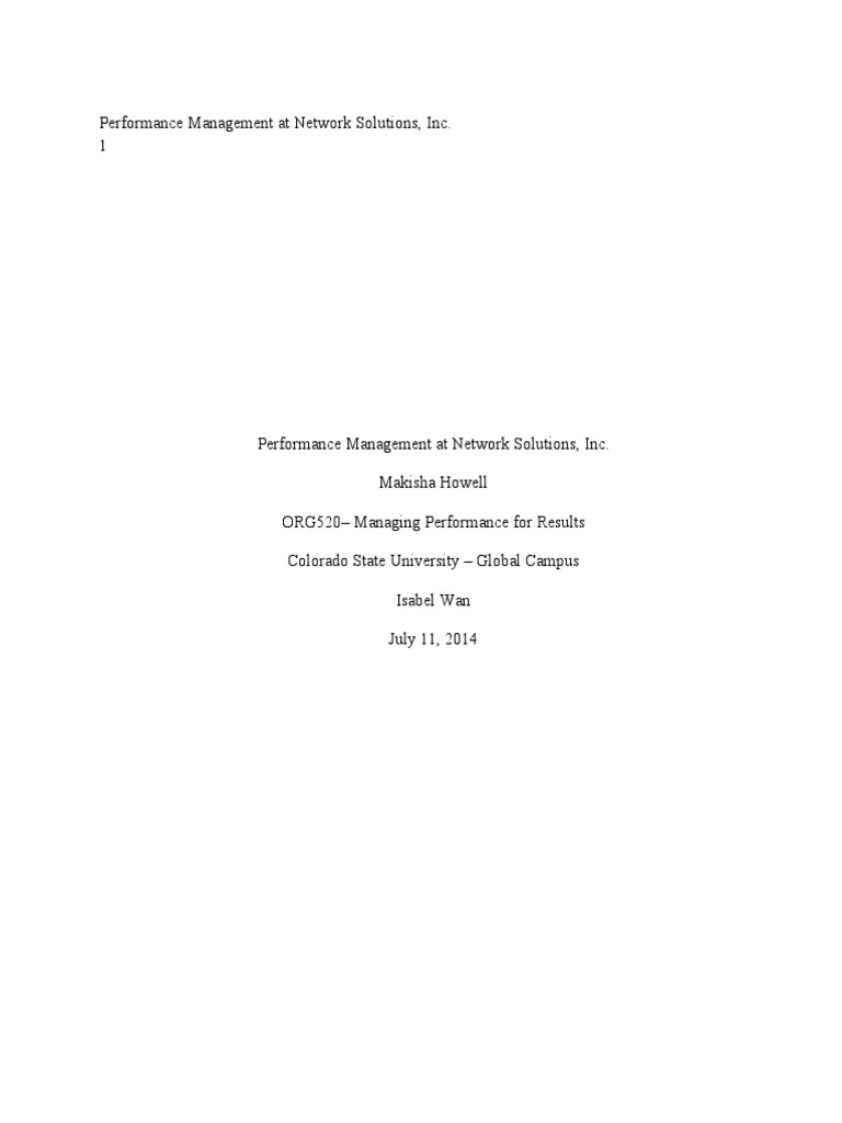 Network Solutions Performance Management | PDF | Human Nature | Business