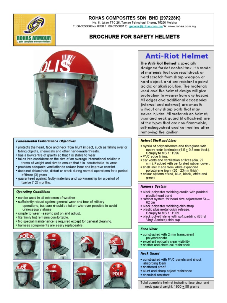 Anti-Riot Safety Helmet Features | PDF | Polyvinyl Chloride | Plastic