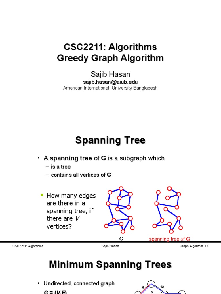 CSC2211: Algorithms Greedy Graph Algorithm | PDF | Mathematical Relations | Algorithms And Data ...