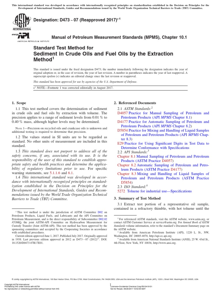 Astm D473-07 (2017) | PDF | Petroleum | Density