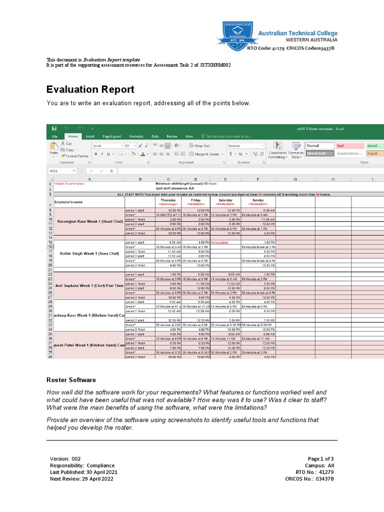 Roster Software Evaluation Report Template | PDF | Software | Communication