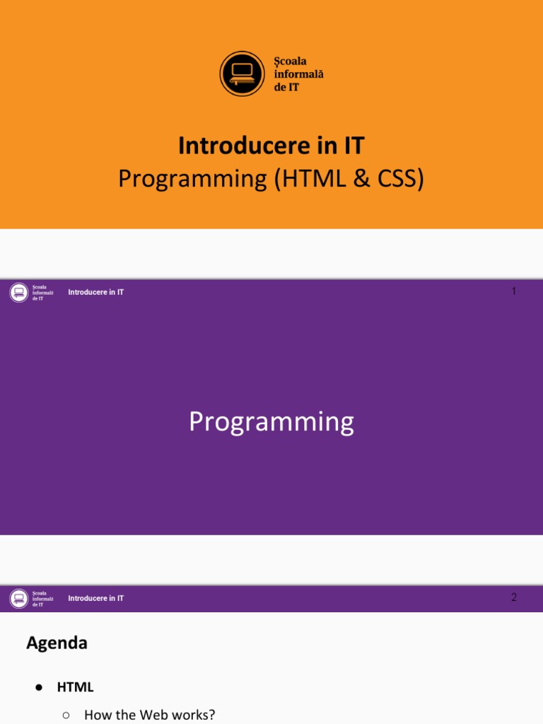 Programming 1 (HTML - CSS) | PDF | Html Element | Html