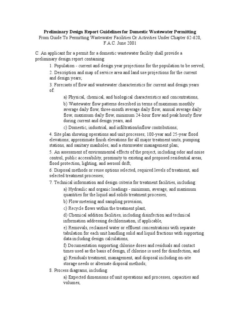 Domestic Wastewater Design Report Guidelines | PDF | Sewage Treatment ...