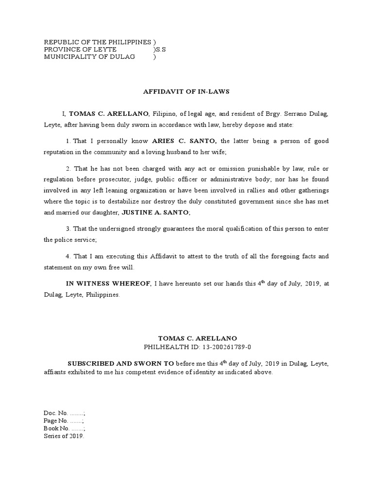 Affidavit of in Laws | PDF