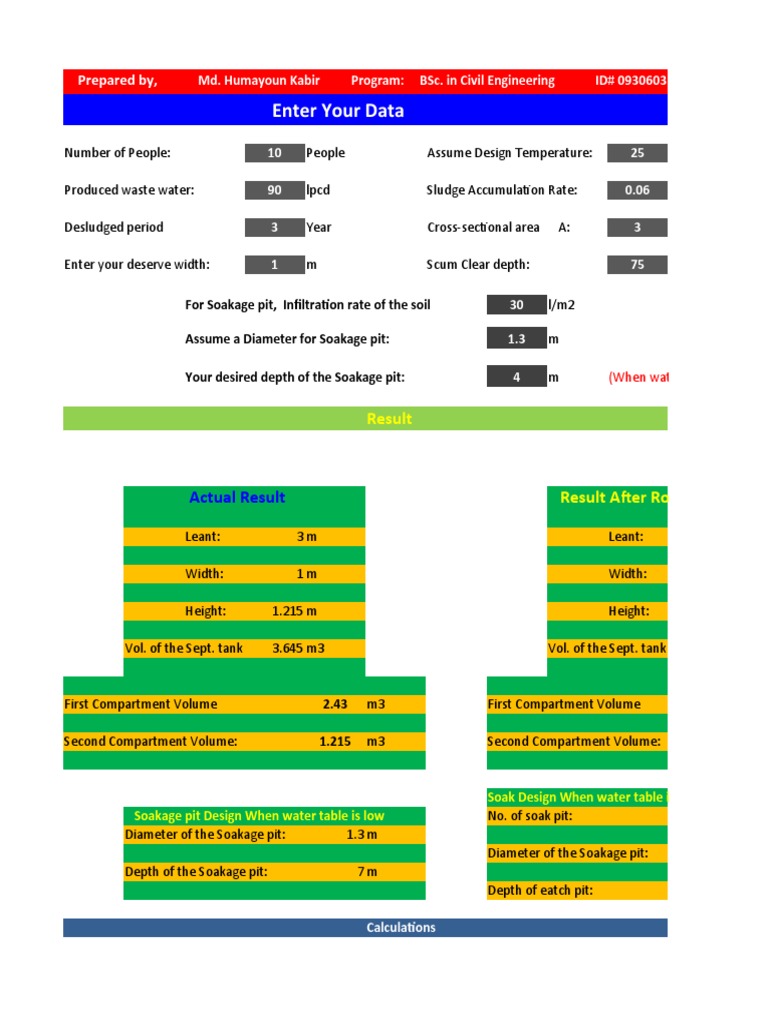 Septic Tank & Soakage Design | PDF | Hydraulic Engineering | Water And ...